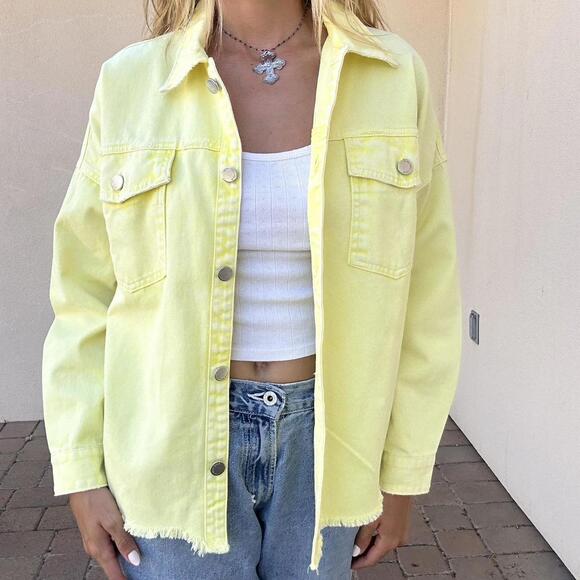 Jackets & Coats | Yellow Denim Neon Jean Jacket | Poshmark